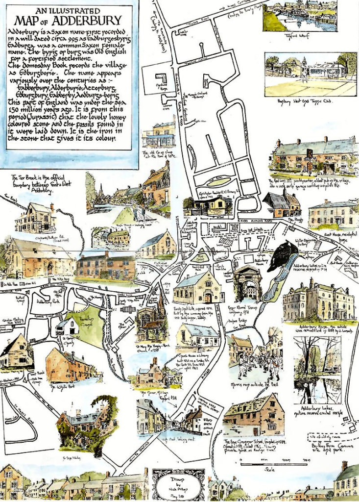 Illustrated Map of Adderbury by Nick Allen - Adderbury